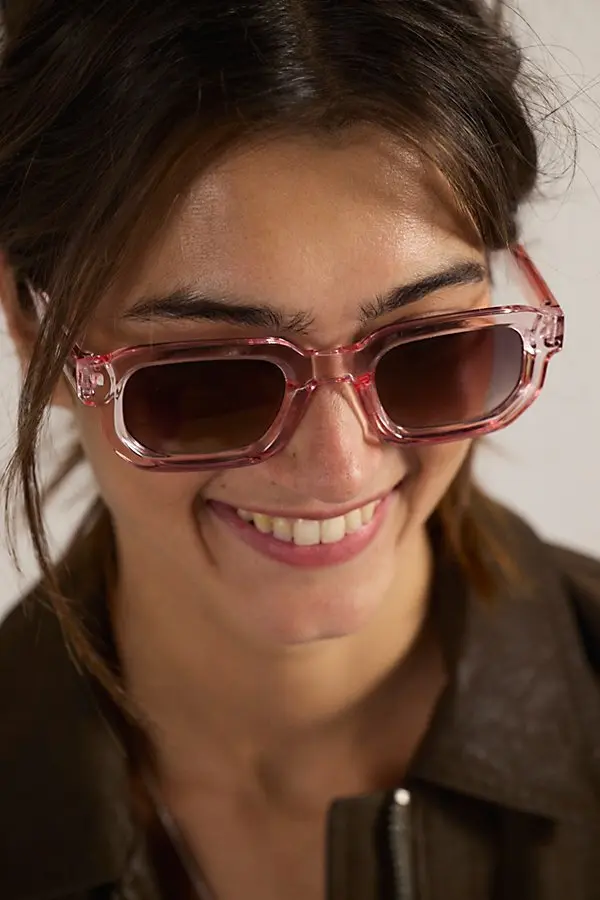 Free People Retro Rectangle Sunglasses - Crystal Grapefruit