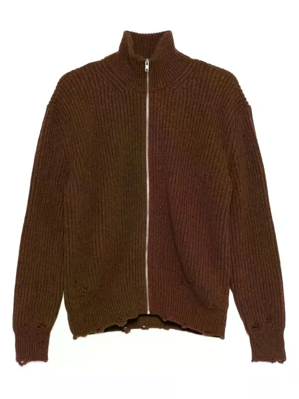 MAISON MARGIELA Zip-front Frayed Cardigan