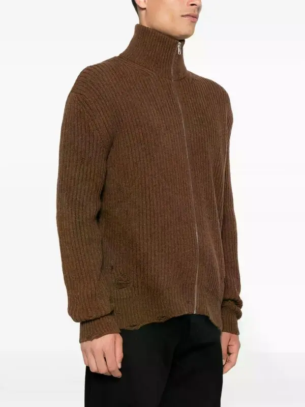 MAISON MARGIELA Zip-front Frayed Cardigan