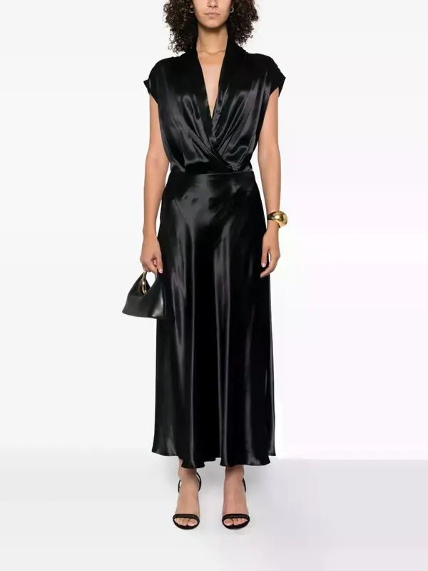 Alberta Ferretti Satin A-line Midi Skirt