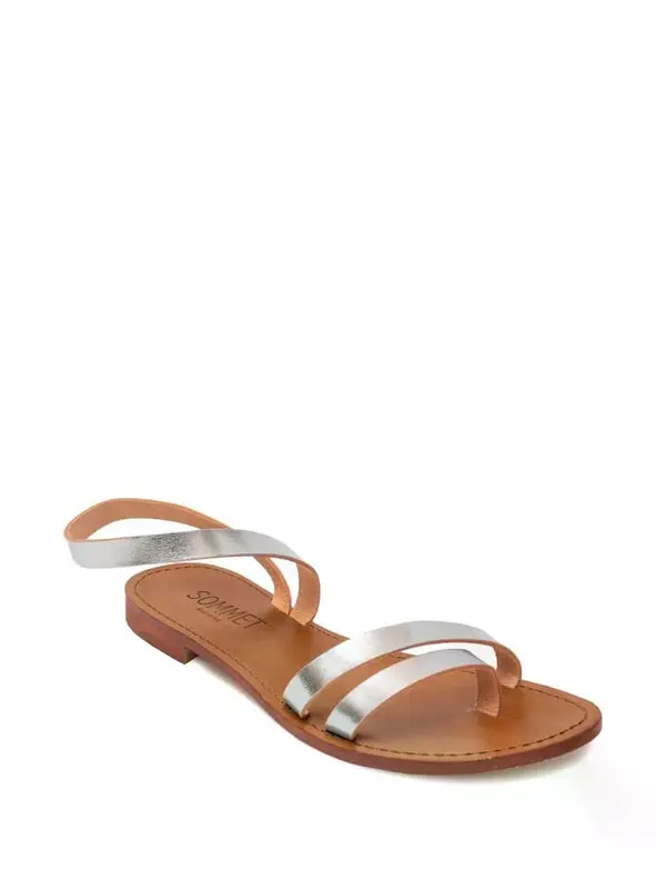 SOMMET Metallic Flat Sandals - Silver