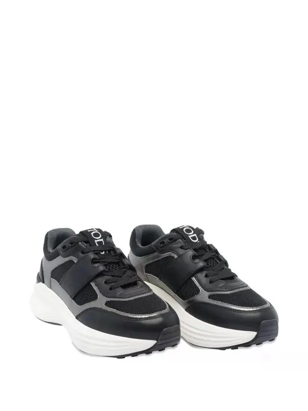 TOD'S Leather Panelled Lace-up Sneakers - Grey