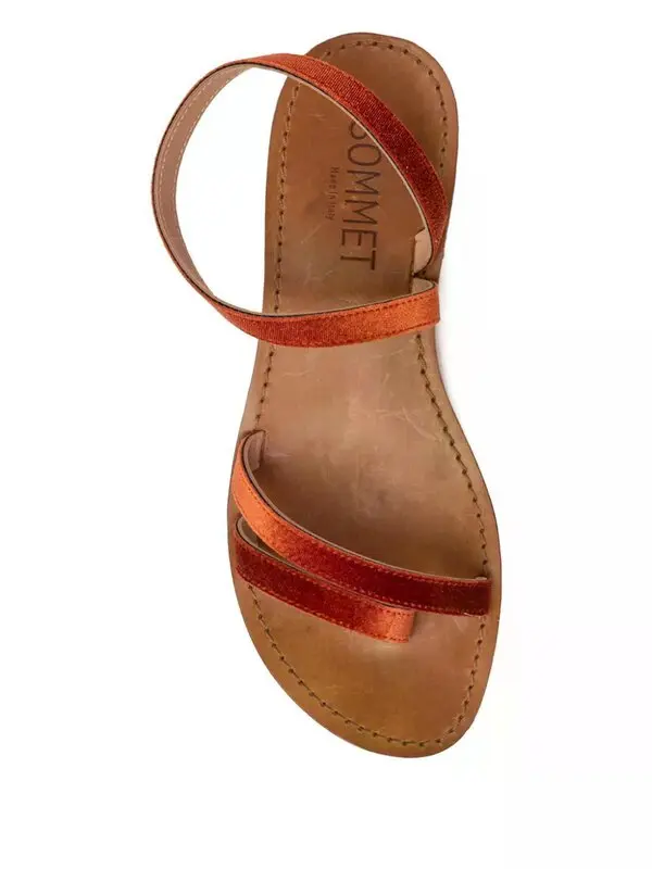 SOMMET Velvet Double-strap Flat Sandals - Orange