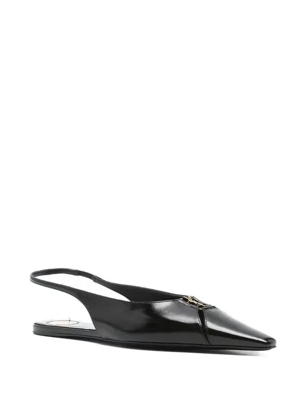Saint Laurent Babylone Slingback Pointed-toe Flats - Black