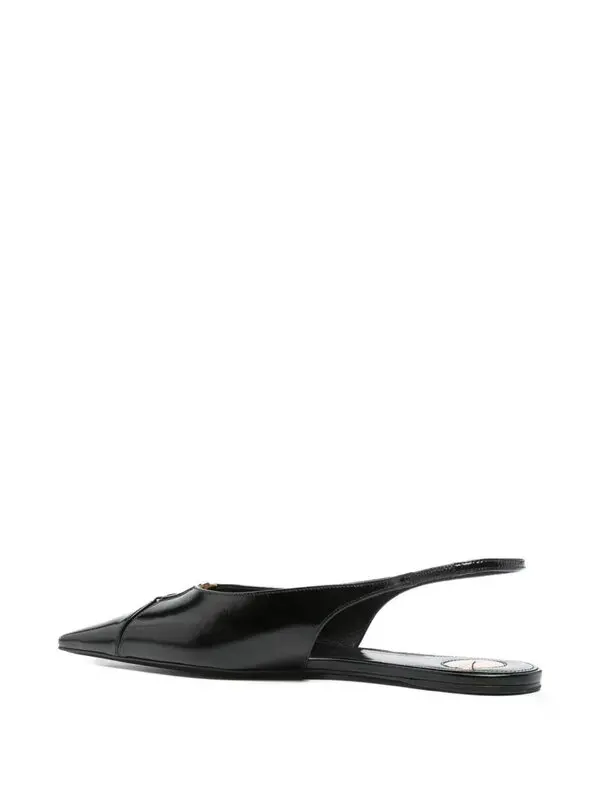 Saint Laurent Babylone Slingback Pointed-toe Flats - Black