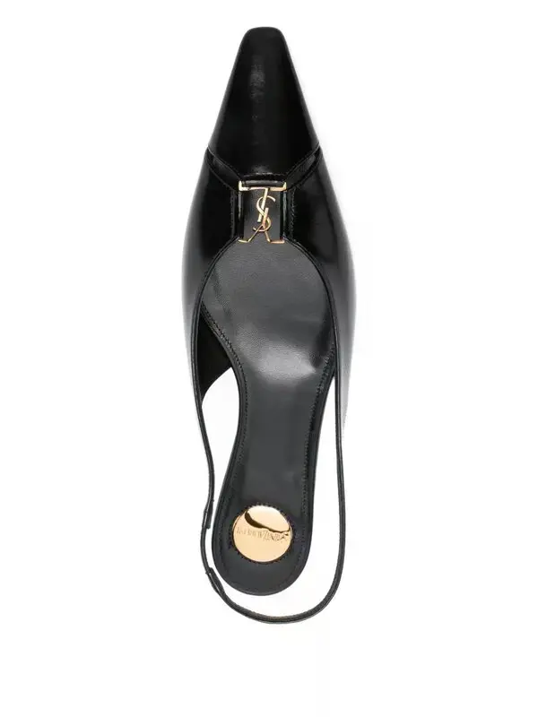 Saint Laurent Babylone Slingback Pointed-toe Flats - Black