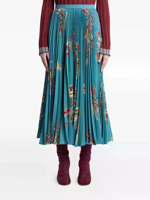 Etro Floral-print Pleated Midi Skirt