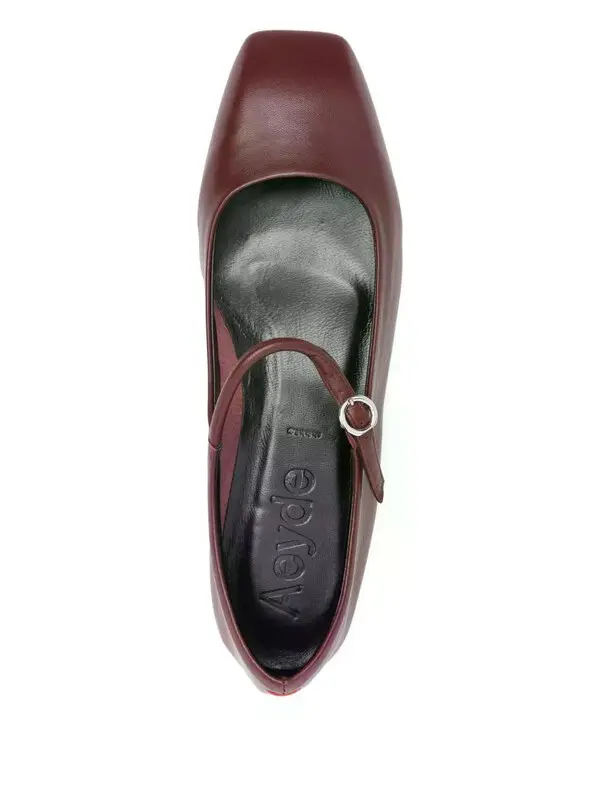AeydĒ Leather Buckle Flat Pumps