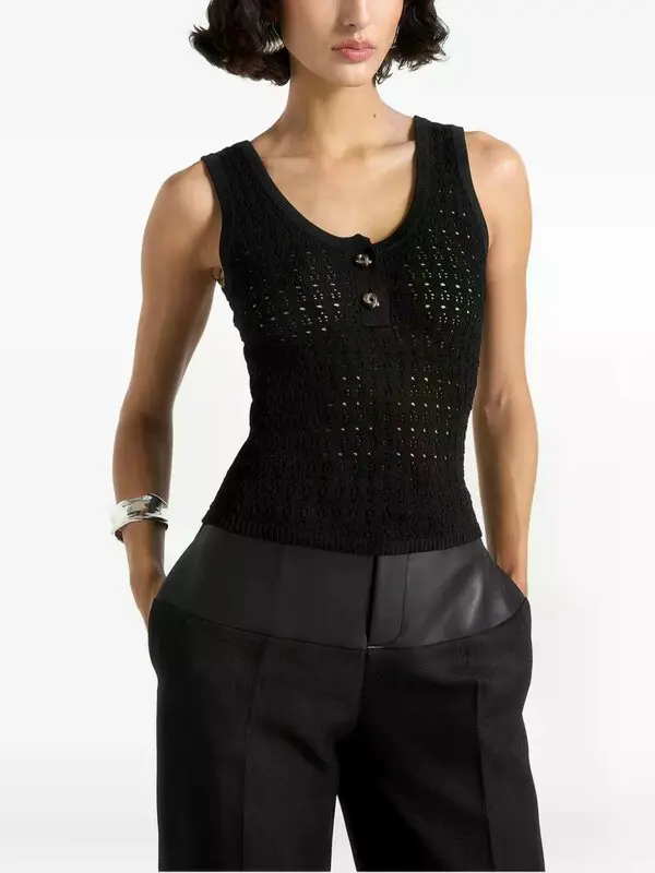 Manière De Voir Nora Knot-button Pointelle Knitted Vest - Black