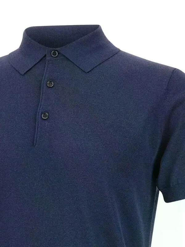 KANGRA Ribbed-edge Short-sleeve Polo Shirt