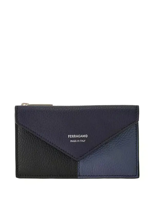 FERRAGAMO Colour-block Leather Cardholder - Blue