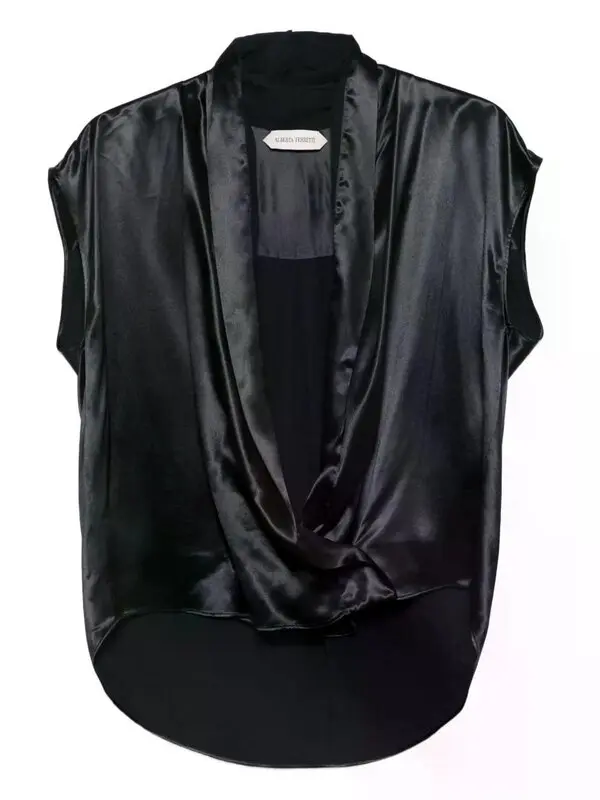 Alberta Ferretti Satin-effect Twist Blouse - Black