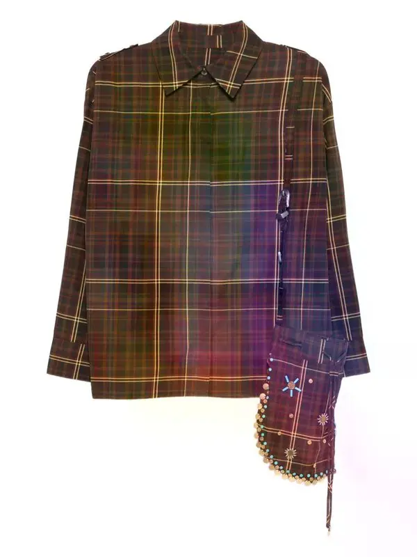 SIEDRES Athelia Checked Embellished Top