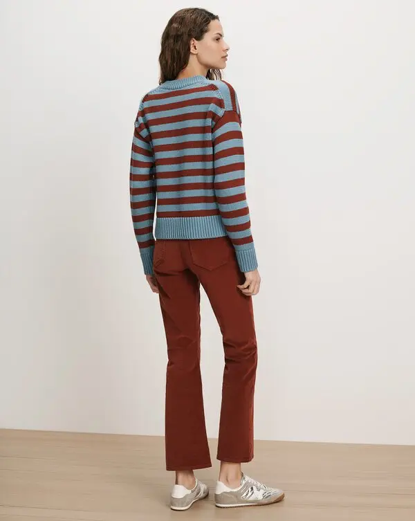Veronica Beard Emile Striped Pullover - Blue River/rust/mustard