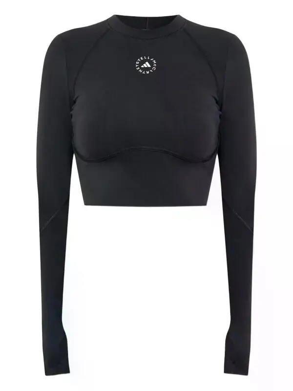 Adidas By Stella McCartney Long-sleeve Cropped Top With Logo Detail