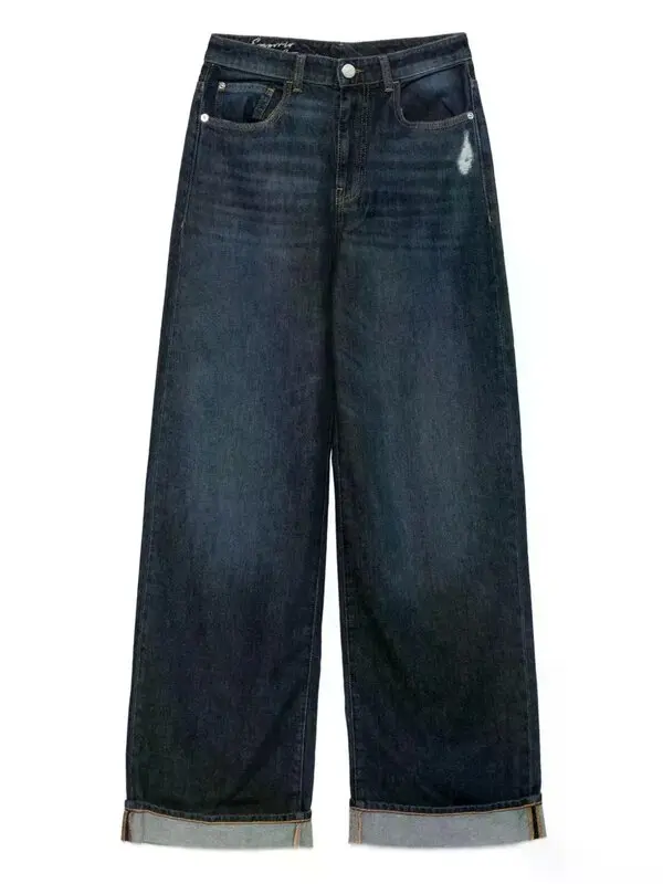 Emporio Armani Distressed Wide-leg Jeans