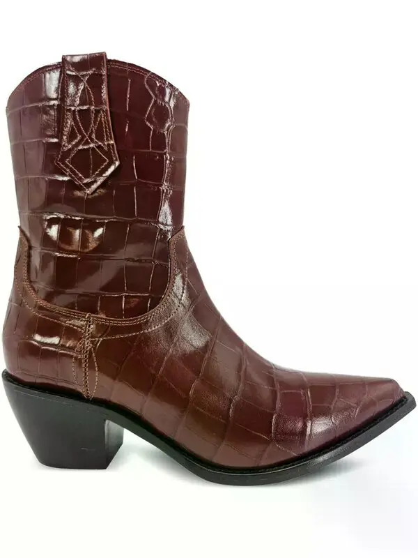 MADISON MAISON Croc-embossed Pointed-toe Boots