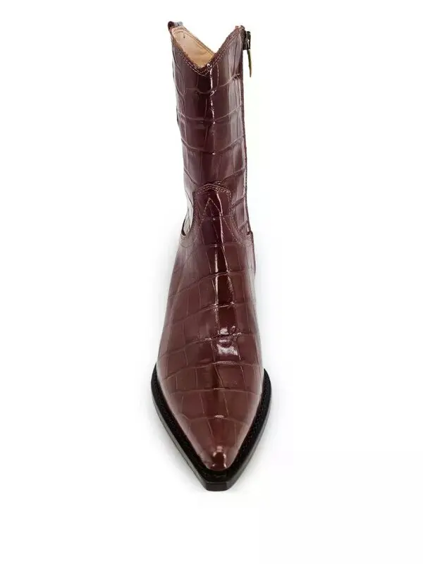 MADISON MAISON Croc-embossed Pointed-toe Boots