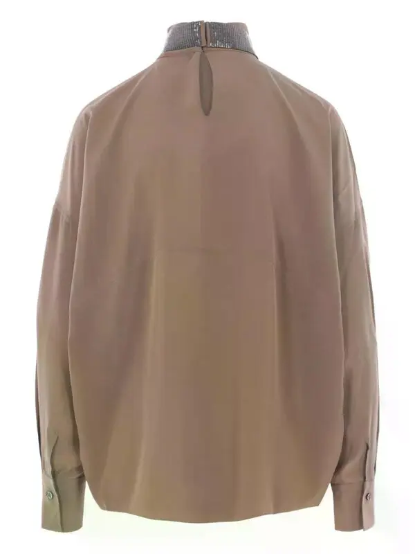 Brunello Cucinelli Beaded-neck High-neck Blouse
