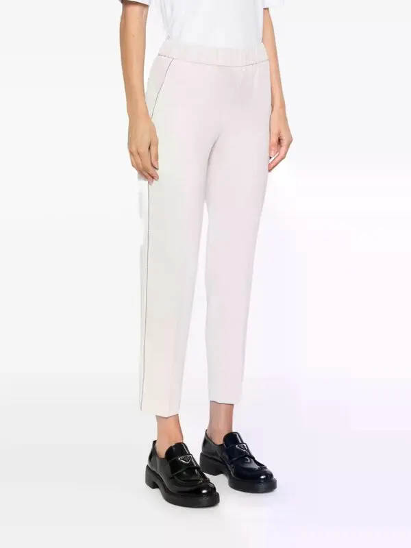 Peserico Elastic-waistband Side-stripe Trousers - Neutrals