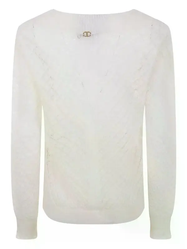 TWINSET Open Knit Crew Neck Sweater