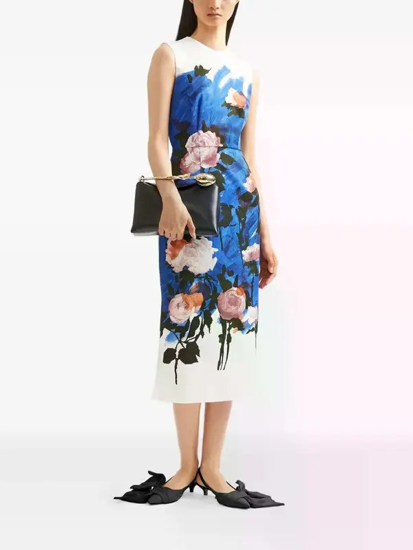 Erdem Floral-print Midi Dress - Blue