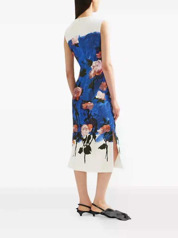 Erdem Floral-print Midi Dress - Blue