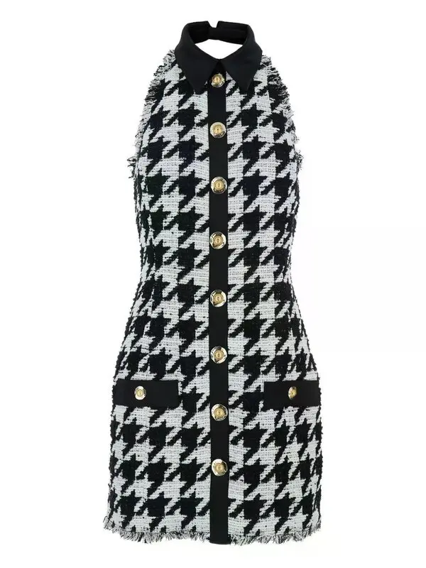 Balmain Houndstooth Mini Dress - Black