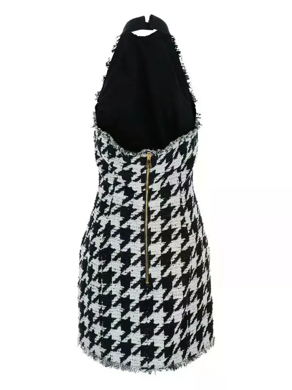 Balmain Houndstooth Mini Dress - Black