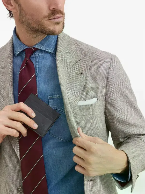 Brunello Cucinelli Embossed Leather Cardholder - Brown