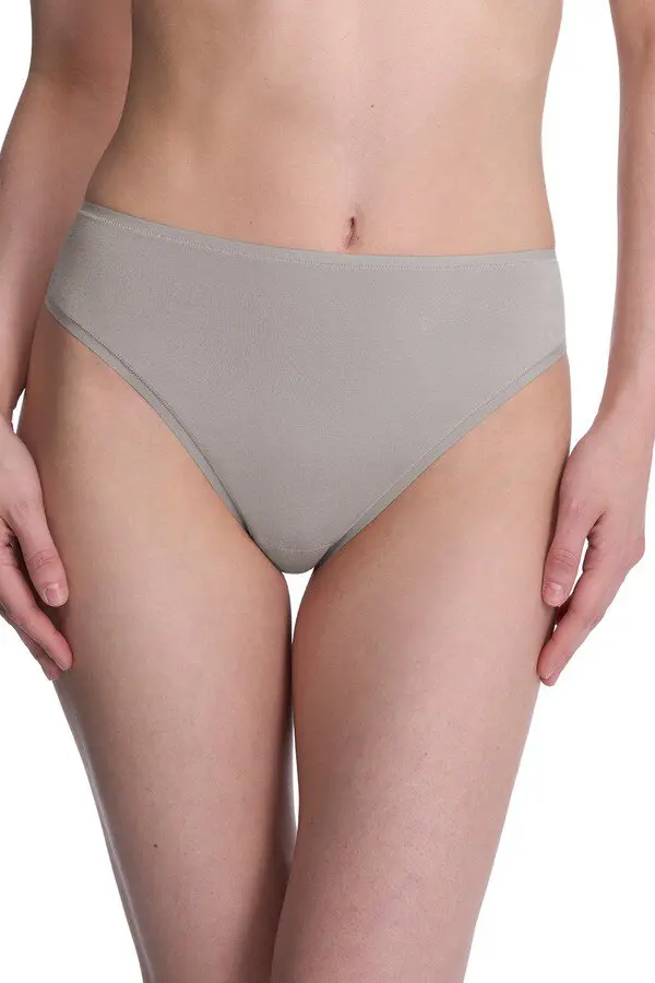 Natori Bliss Bare Cotton High Cut Brief - Grey