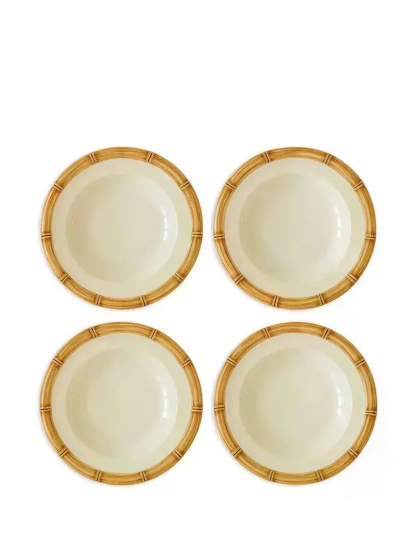 LES-OTTOMANS Bamboo Hand-painted Ceramic Plates - White