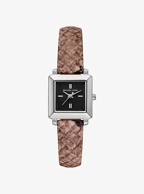 Michael Kors Mini Gwynn Snake Embossed Leather Watch - Brown