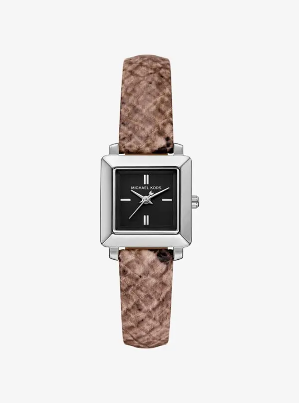 Michael Kors Mini Gwynn Snake Embossed Leather Watch - Brown