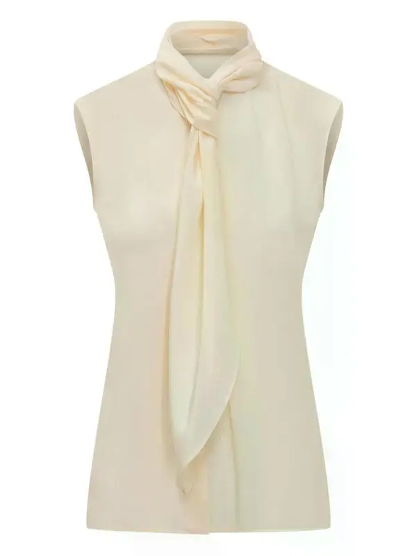 Alberta Ferretti Neck-tie Sleeveless Shirt - Neutrals