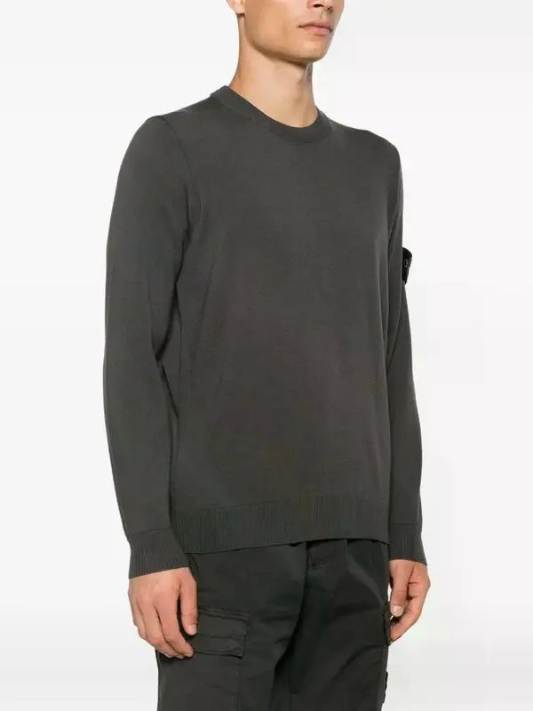 Stone Island Compass-badge Crew-neck Sweater - Grey