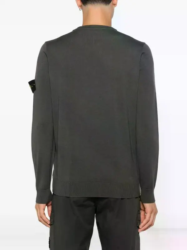 Stone Island Compass-badge Crew-neck Sweater - Grey