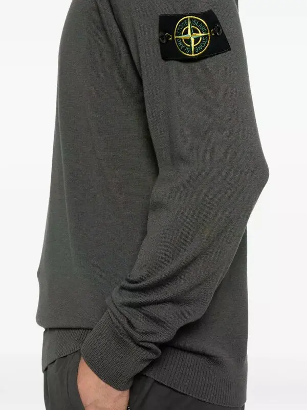 Stone Island Compass-badge Crew-neck Sweater - Grey