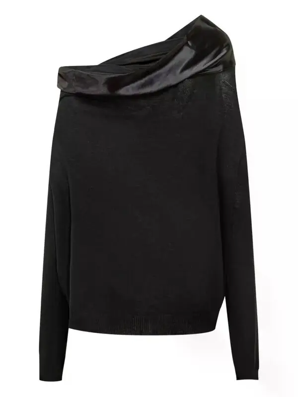 Alberta Ferretti One-shoulder Satin Panelled Sweater