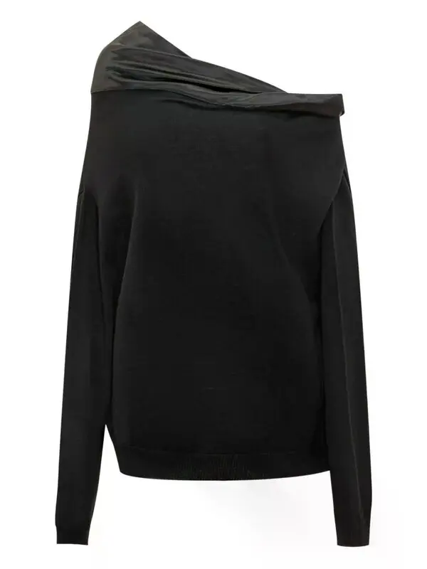 Alberta Ferretti One-shoulder Satin Panelled Sweater
