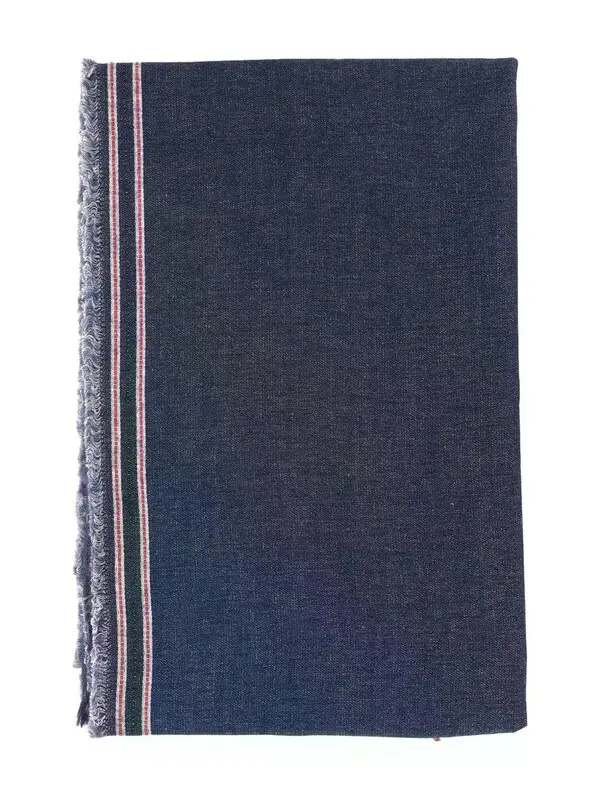 Faliero Sarti Stripe-detail Frayed-edge Scarf - Blue