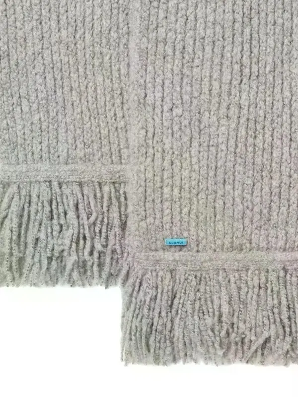 Alanui Fringed Ribbed Scarf - Grey