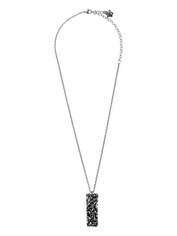 Versace Logo-engraved Pendant Necklace - Silver