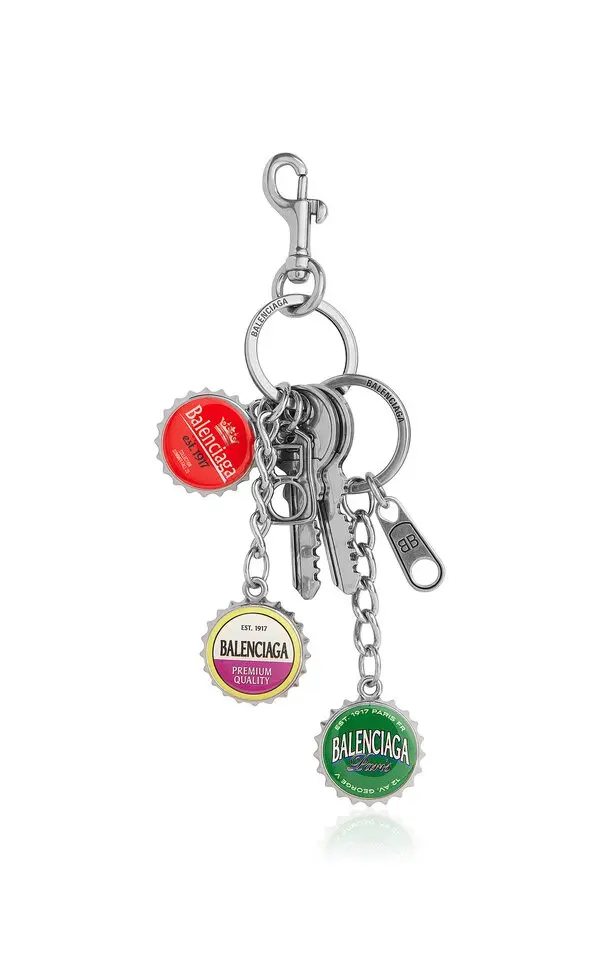 Balenciaga Bottle Cap Keyring - Silver