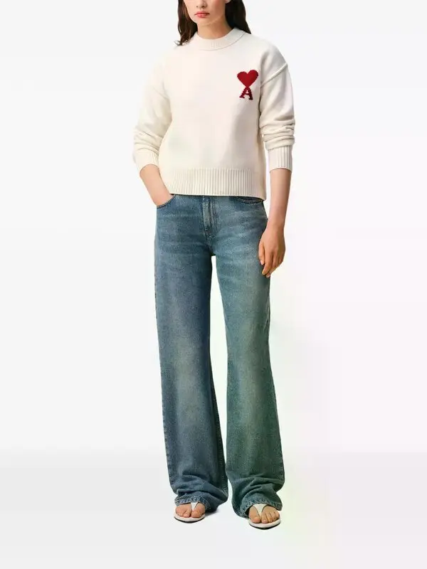 AMI Paris De Coeur Crewneck Wool Sweater