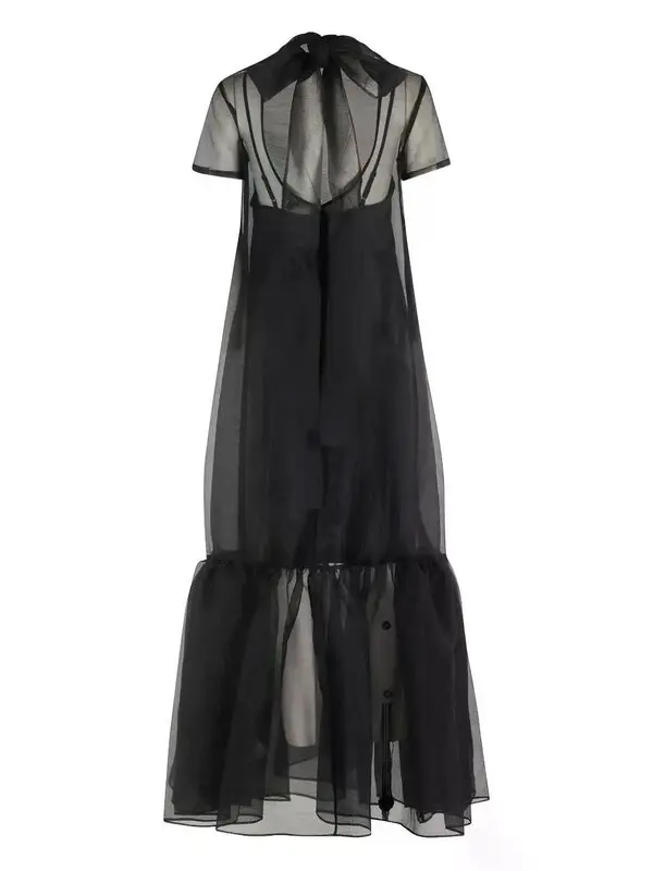 Staud Calluna Ruffled Tie-neck Maxi Dress