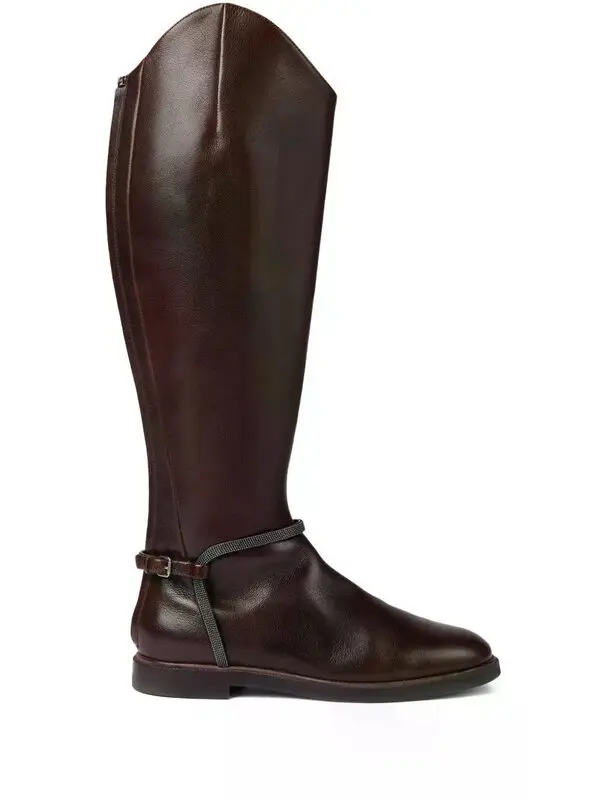 Brunello Cucinelli Buckle-strap Leather Boots - Brown
