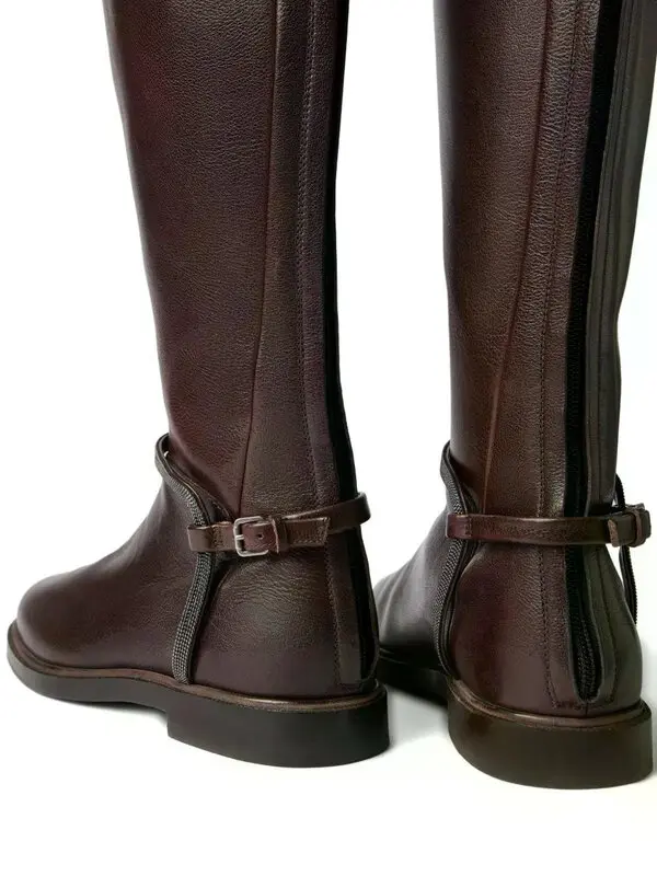 Brunello Cucinelli Buckle-strap Leather Boots - Brown