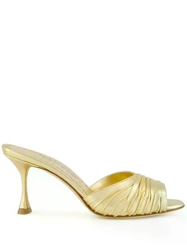 Manolo Blahnik 70mm Pirua Sandals - Gold