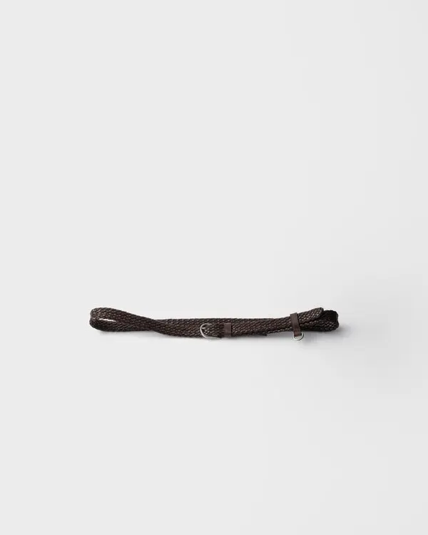 Prada Narrow Braided Leather Belt